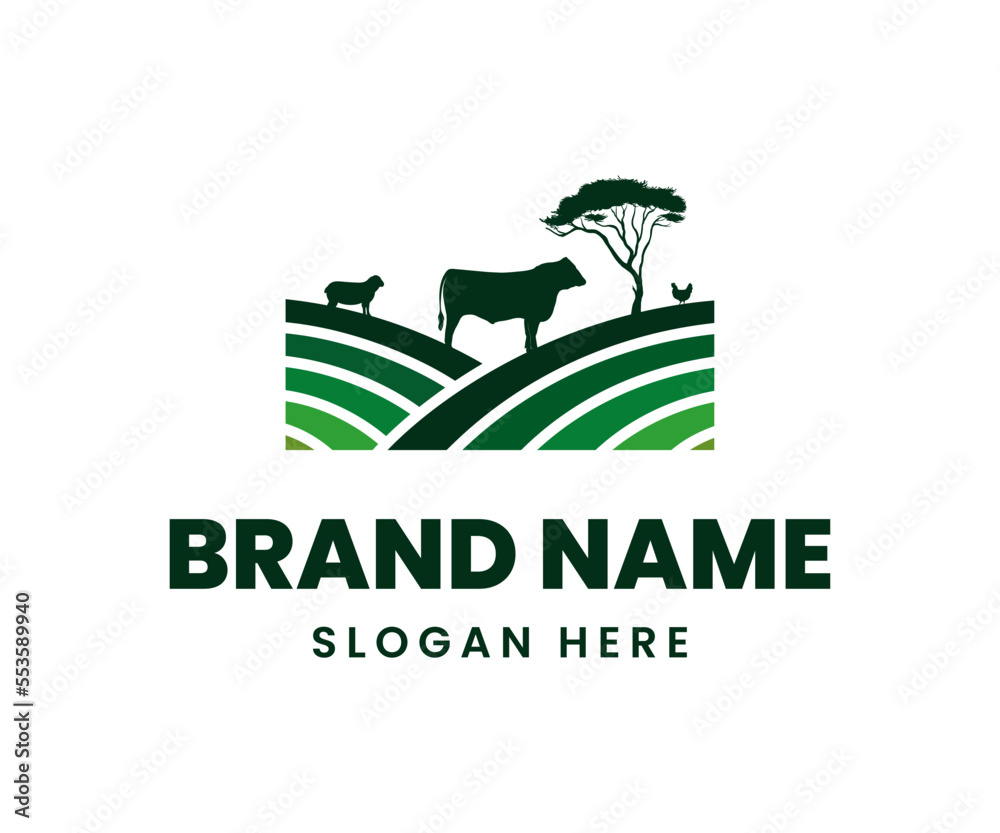 Farm logo concept. Natural farming logo design template Stock Vector ...