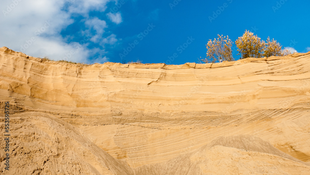 sand quarry, in the photo sand mountain in the quarry in the background ...