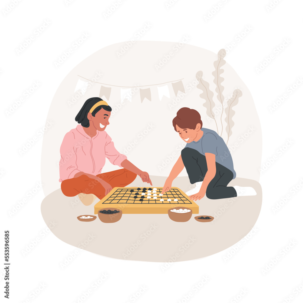 Go isolated cartoon vector illustration. Smiling boy and girl playing ...