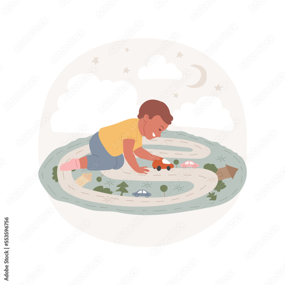 Playmat isolated cartoon vector illustration. Little kid lying on ...