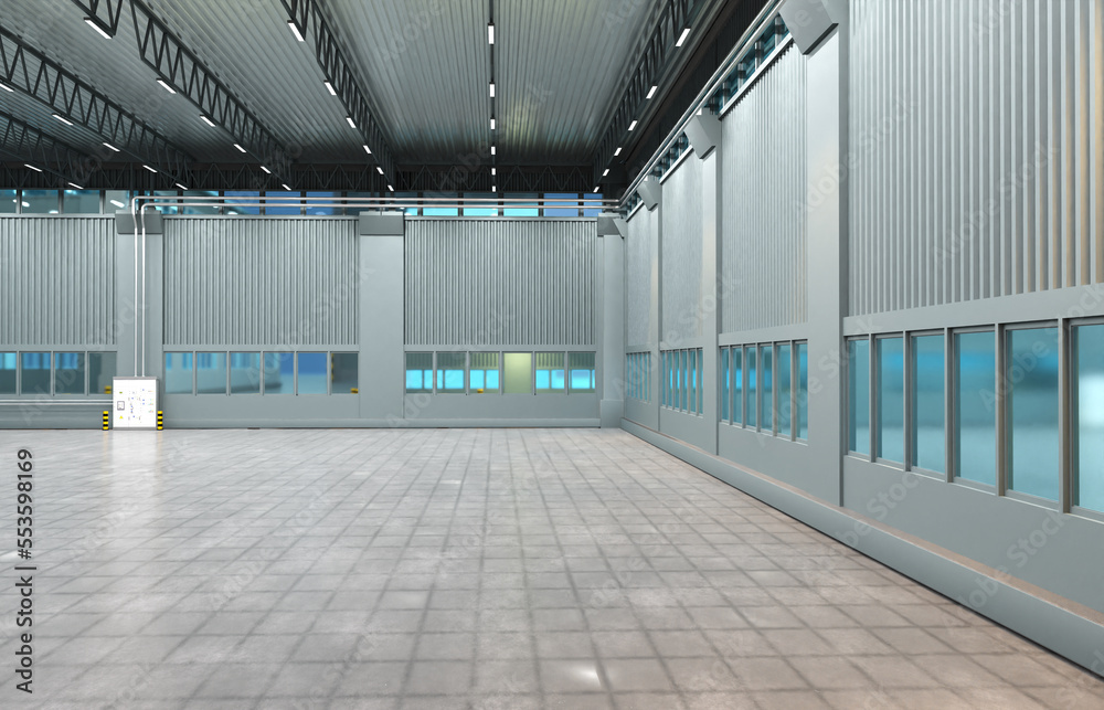 Factory building without anyone. Industrial background. Building for ...