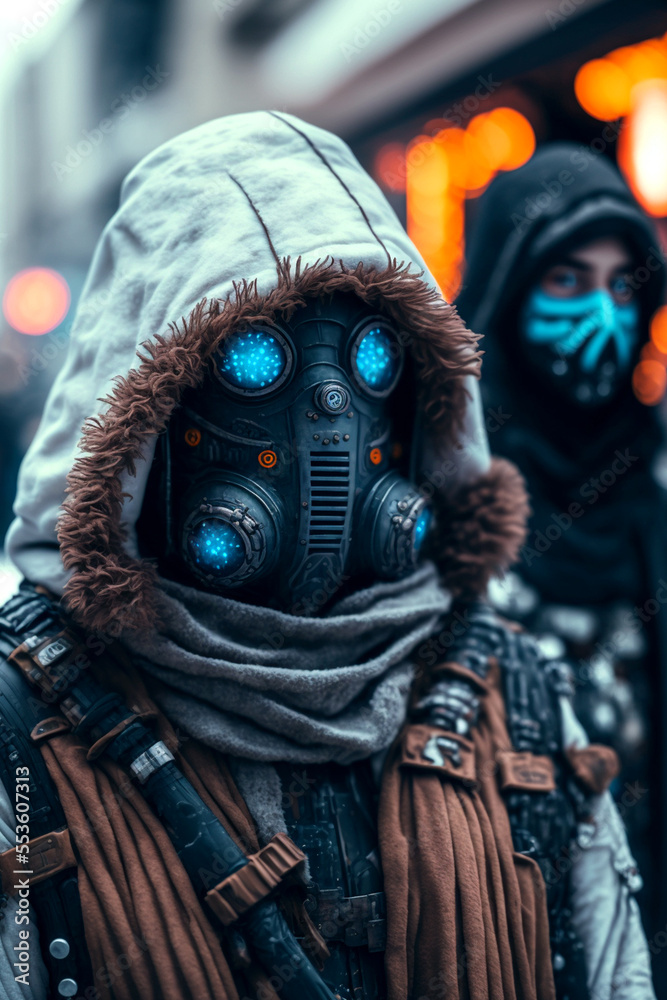 cyberpunk militia on the streets of the metaverse - Generative AI Stock ...