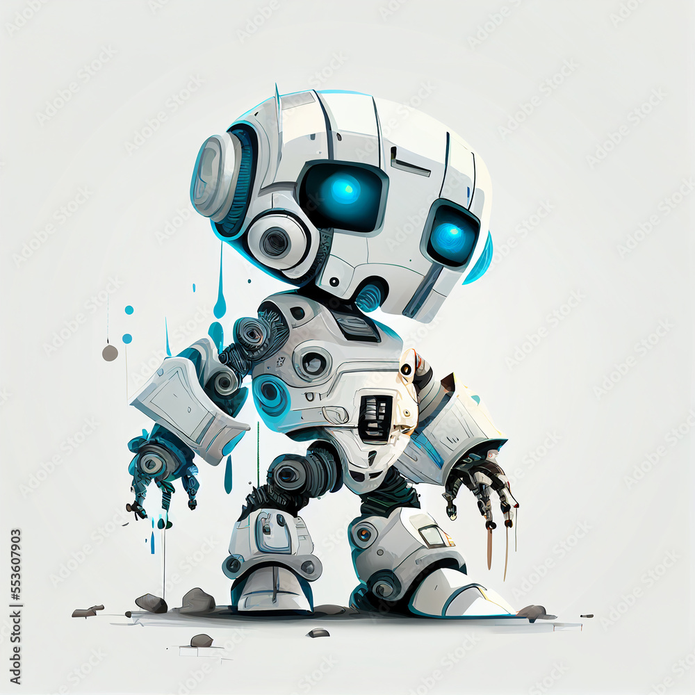 Character design of little robot on isolated background (Created with ...