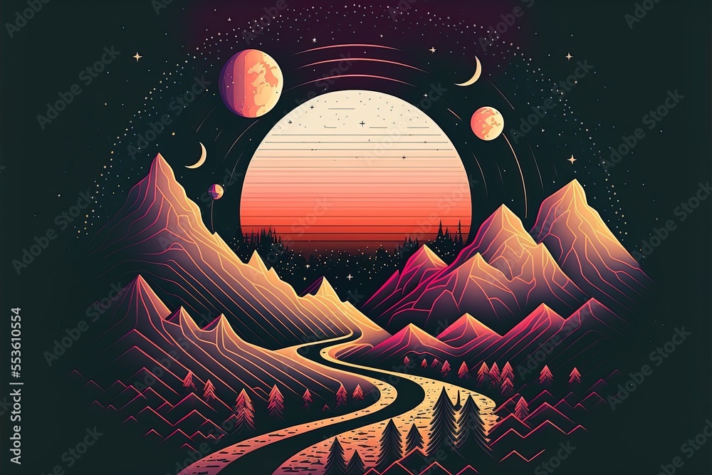 Vector graphics of a moon landscape Stock Illustration | Adobe Stock