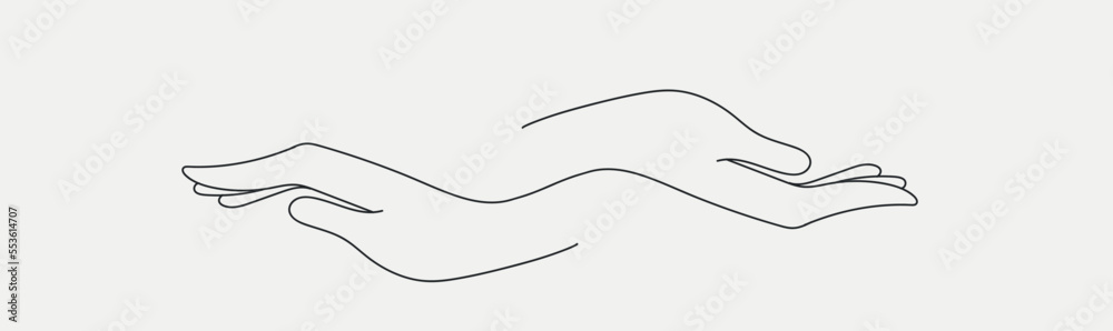 Woman's hand collection line. Vector set illustration of female hands ...