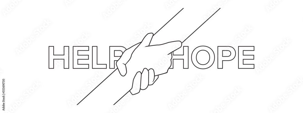 Continuous Line Drawing Helping Hand Concept Gesture Sign Of Help And Hope Two Hands Taking