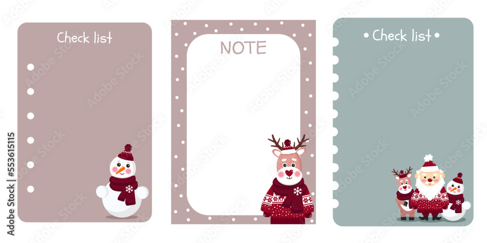Vector Christmas to do, check list and note. Cute style organizer ...