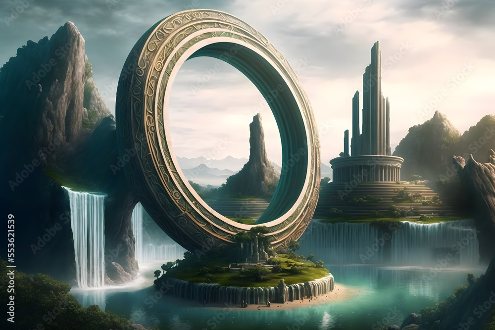 The Lost City of Atlantis, concentric circle emerald moats, marble, and ...