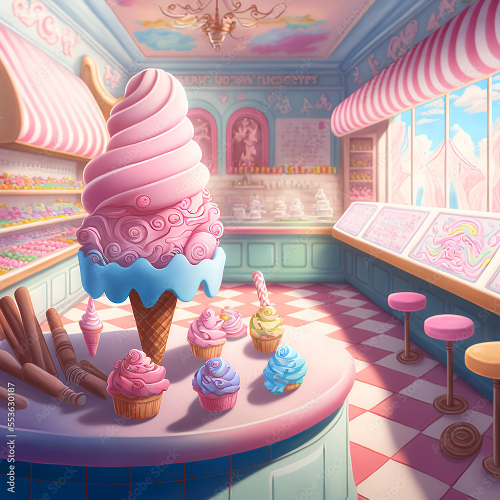 Ai generated candyland ice cream shop. Created using ai generative ...
