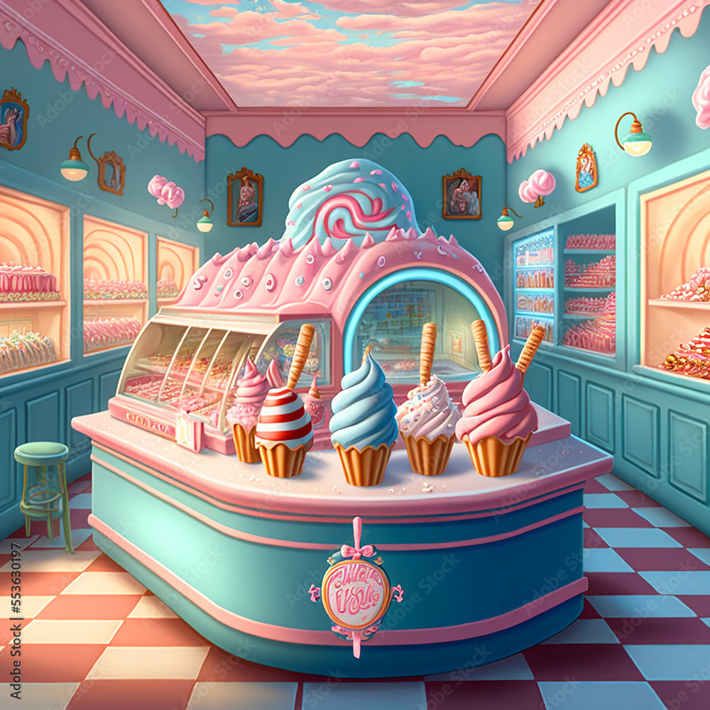 Ai generated candyland ice cream shop. Created using ai generative ...
