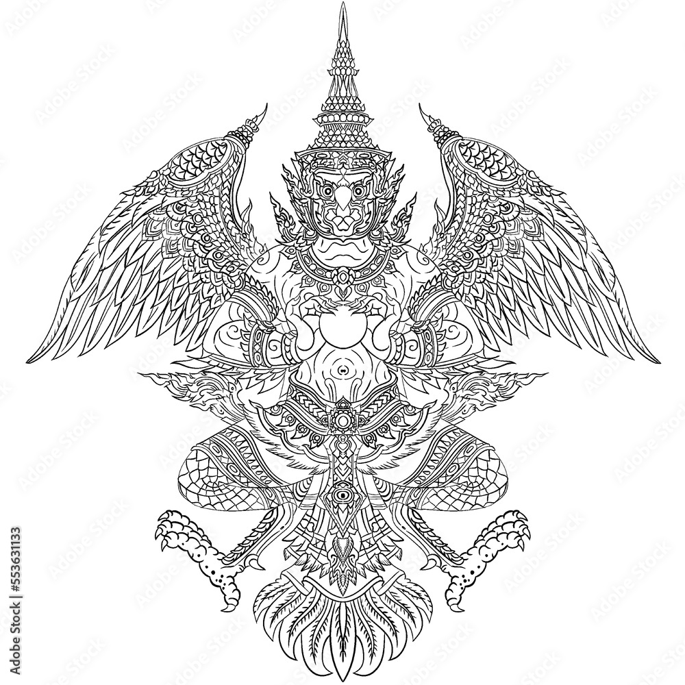 Garuda line drawing Stock Illustration | Adobe Stock