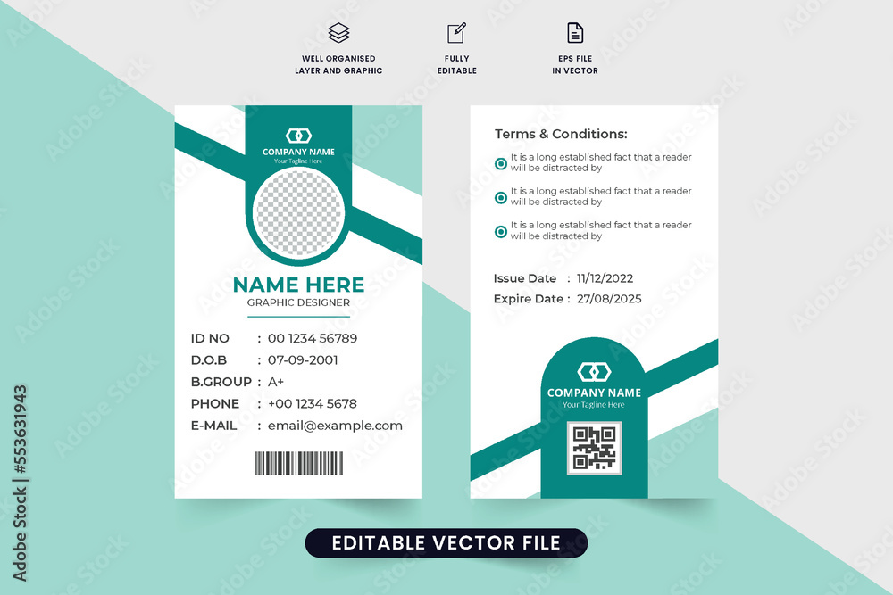 Minimalist ID card design with creative geometric shapes. Identity card ...