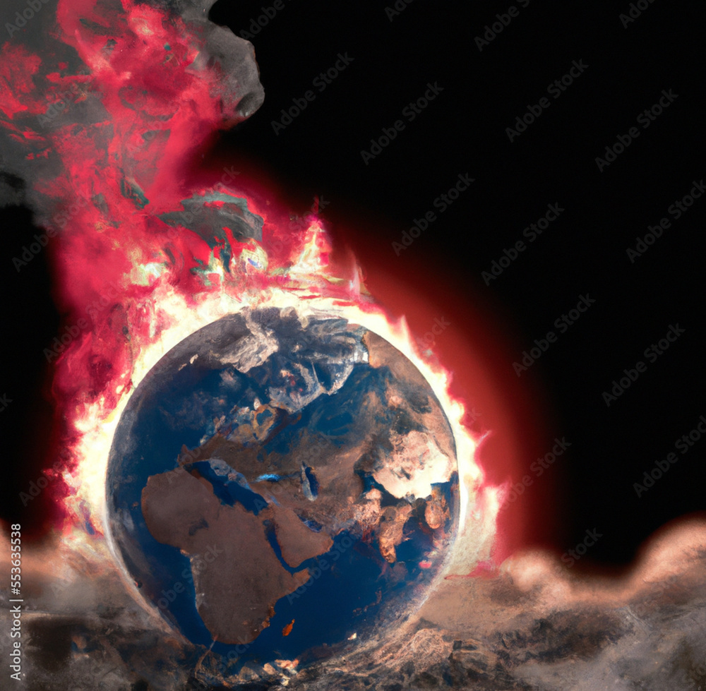 Planet earth burning because of global warming created with Generative ...