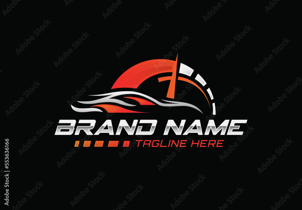 Automotive speed car logo template design. Speedometer and card logo ...