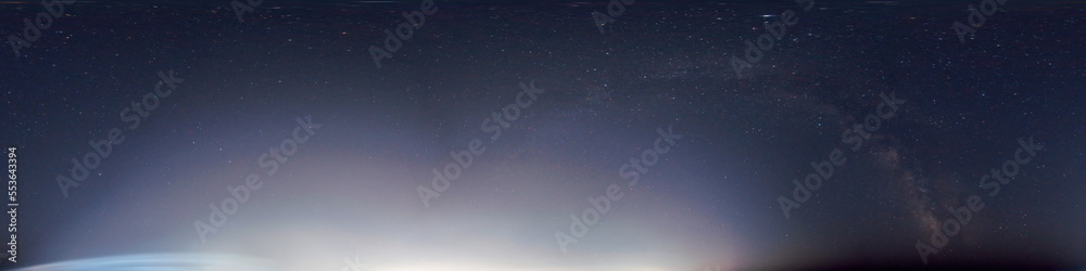 Night sky panorama with Milky Way and raising Full Moon. Seamless hdr ...