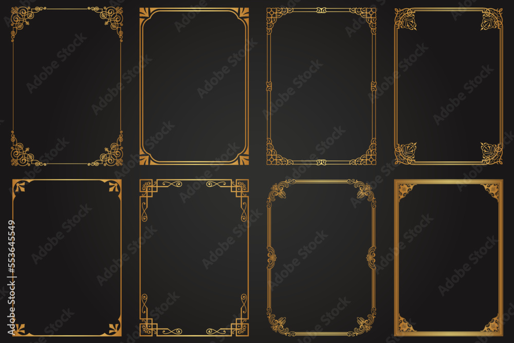 Luxury decorative golden vintage calligraphic frames and borders. Retro ...