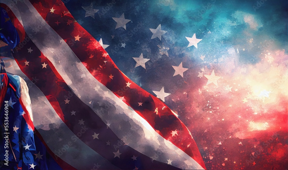 American flag in the wind stars and strips patriotic symbol of strength ...