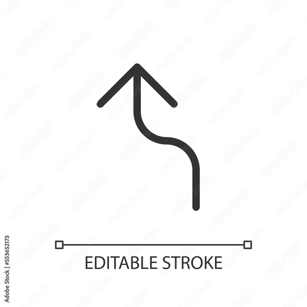 Left reverse turn arrow pixel perfect linear ui icon. Reach destination ...