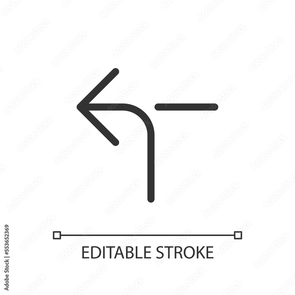 Left horizontal alignment sign pixel perfect linear ui icon. Reach ...