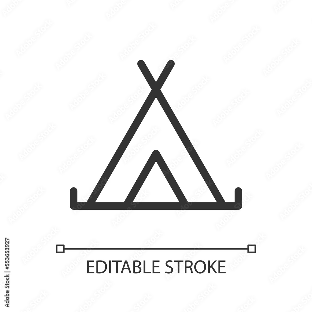 Camping site pixel perfect linear ui icon. GPS navigation. Campground ...