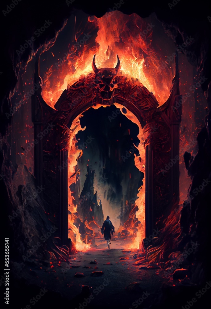 Generative AI render of the gate to hell Stock Illustration | Adobe Stock