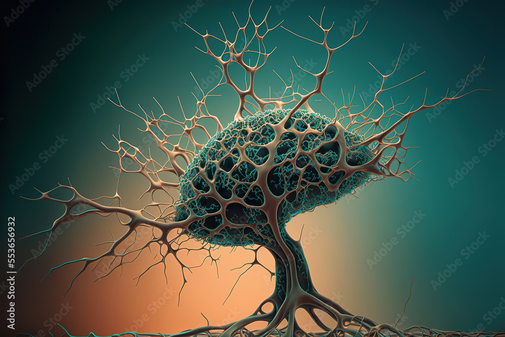 Abstract neural network concept, cell structure, machine learning ...