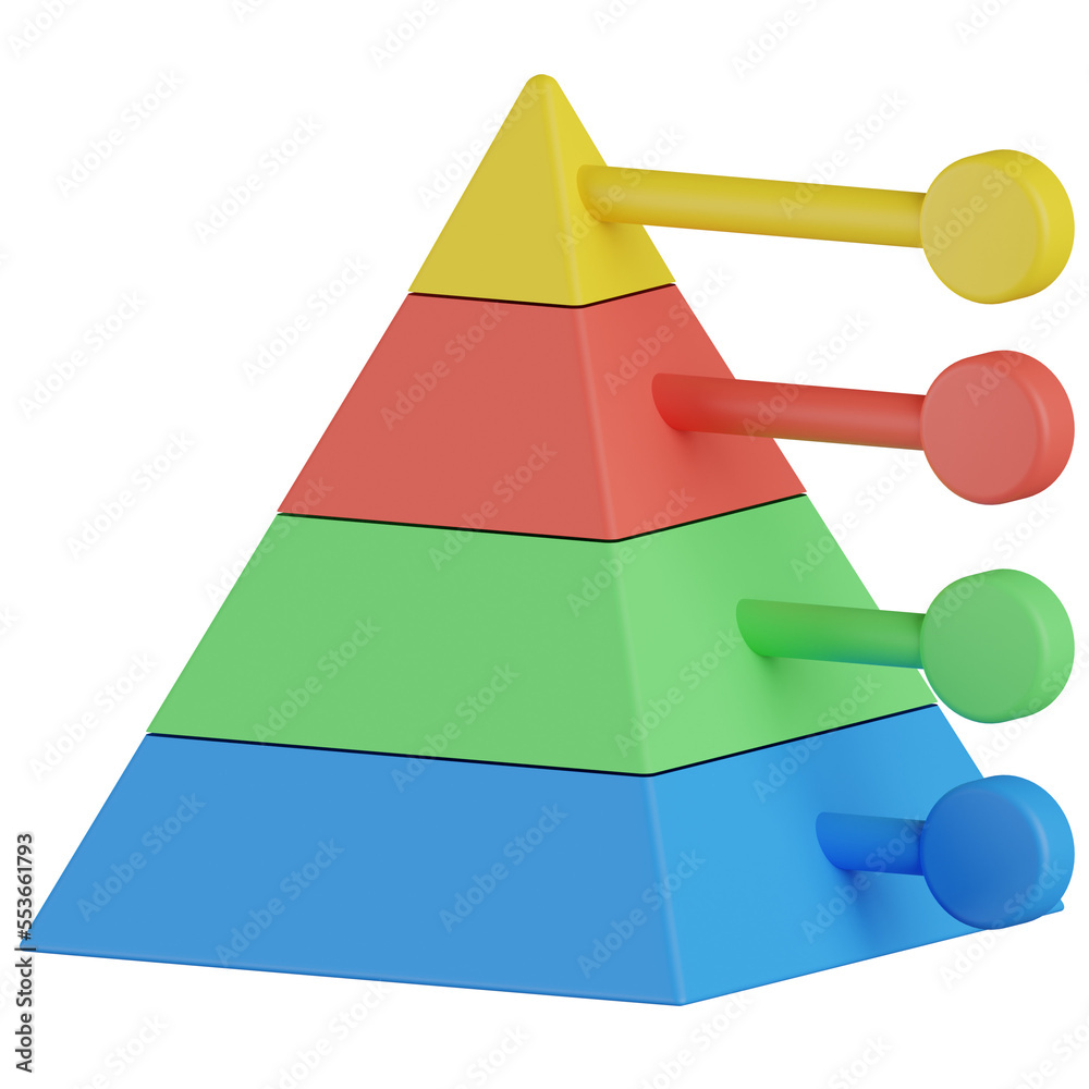 pyramid chart 3d render icon with transparent background Stock ...