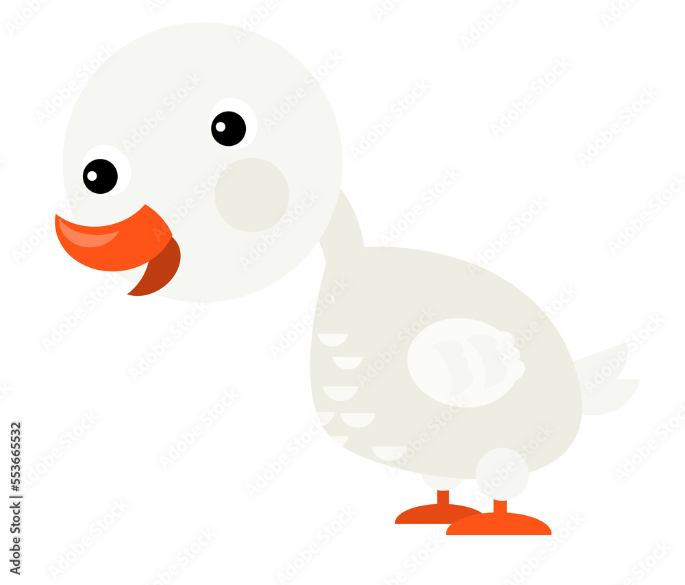 cartoon scene with happy goose on white background illustration for ...