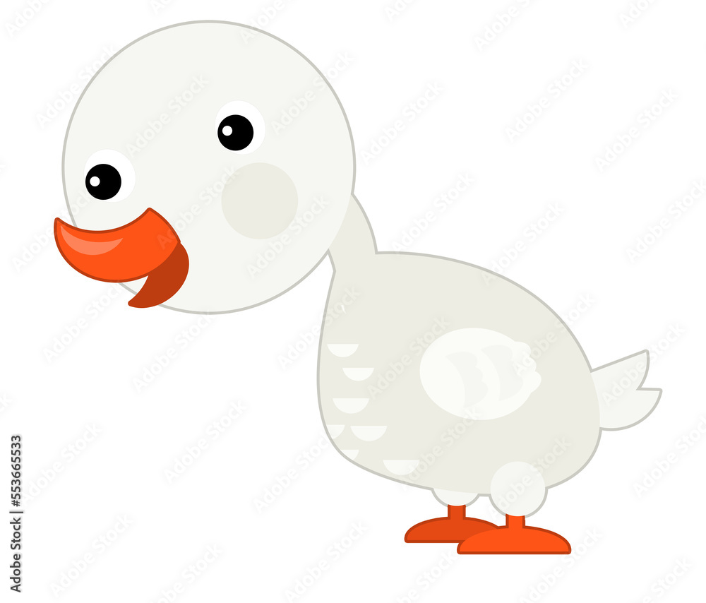 cartoon scene with happy goose on white background illustration for ...