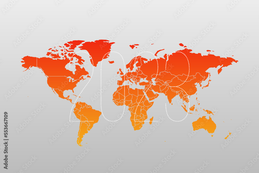 2023 World map infographic symbol. International illustration vector ...