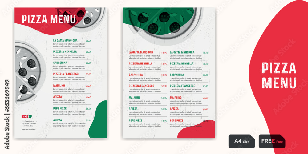 Pizza Menu Design Layout Food Menu Design Elegant Restaurant Menu 素材庫向量 ...