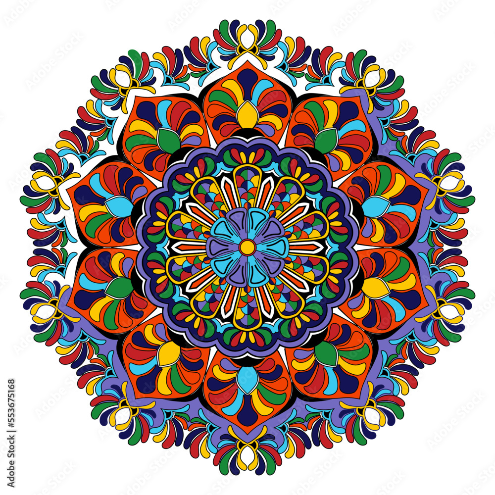 Vector mandala hand drawn colorful vintage art, ancient Indian vedic ...