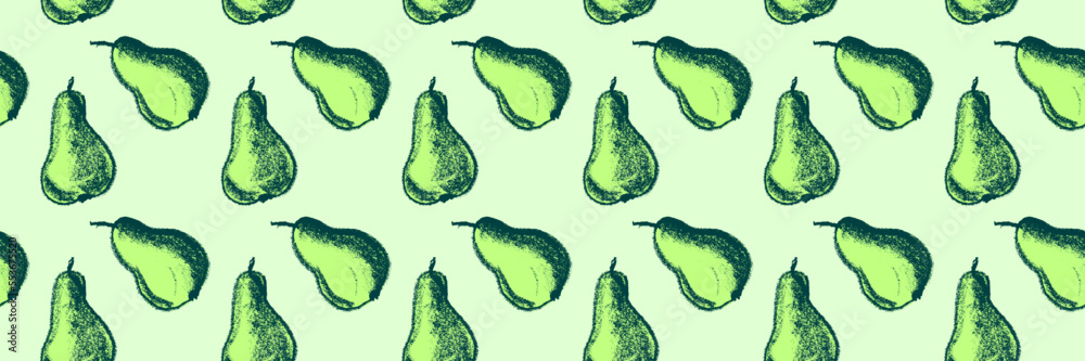 Green pears seamless pattern for fabric design. Organic pear for ...