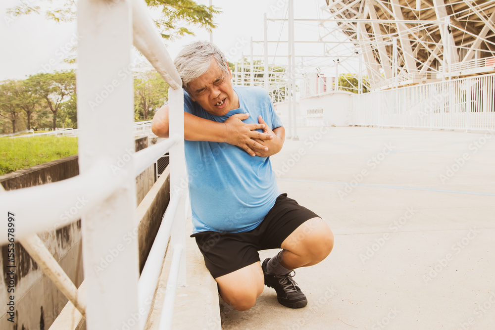 Heart disease : Asian senior man sick and chest pain with acute heart ...