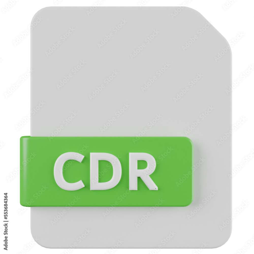 cdr file format 3d render icon with transparent background Stock ...