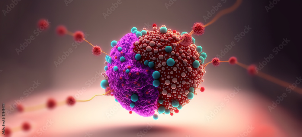 Tumor microenvironment concept with cancer cells, T-Cells ...