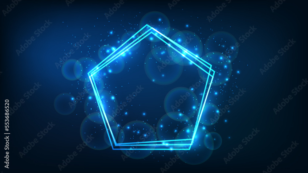 Neon frame in pentagon form with shining effects and sparkles Stock ...