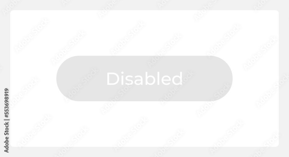 Disabled register button UI element template. Editable isolated vector dashboard component. Flat ...