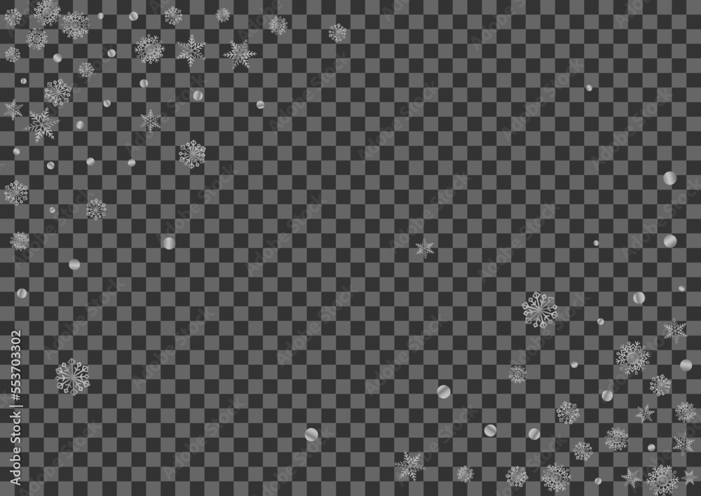 Silver Snow Background Transparent Vector. Flake Snowy Texture ...