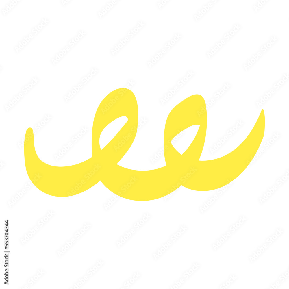 Line Curl Drawn By Yellow Marker Vector Illustration Of Underline Stroke Arrow Direction