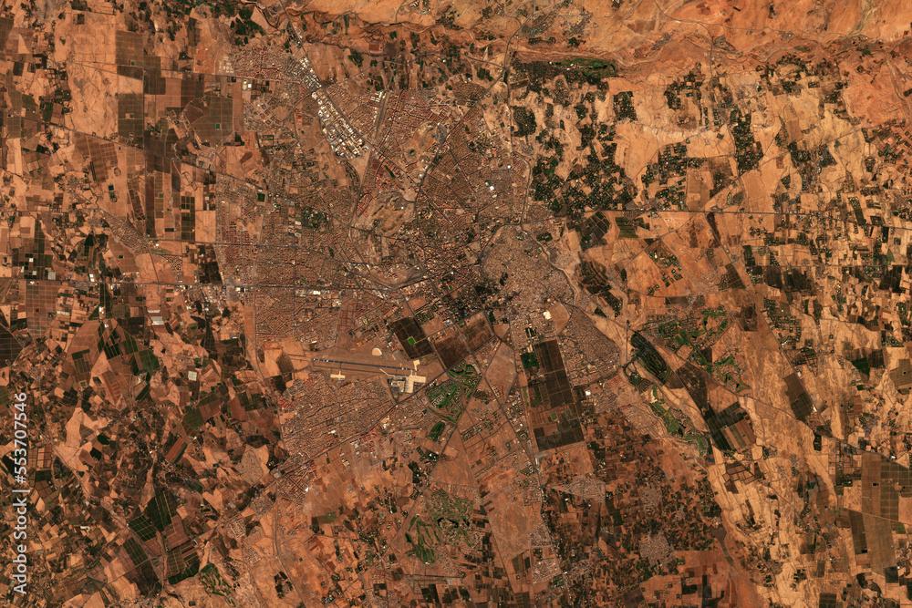 High resolution satellite image of Marrakesh in Morocco - contains ...
