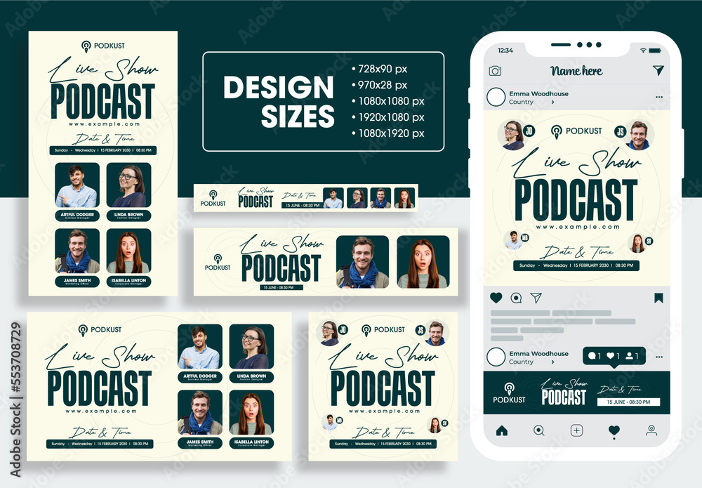 Digital Podcast Web Banner Ads Stock Template | Adobe Stock