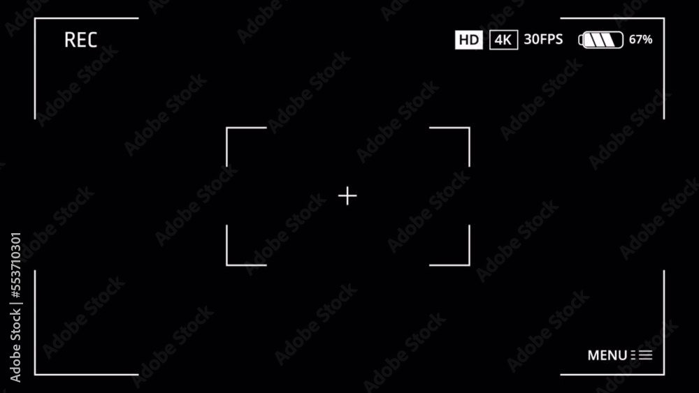 Camera recording screen overlay with alpha channel. DSLR camera frame ...