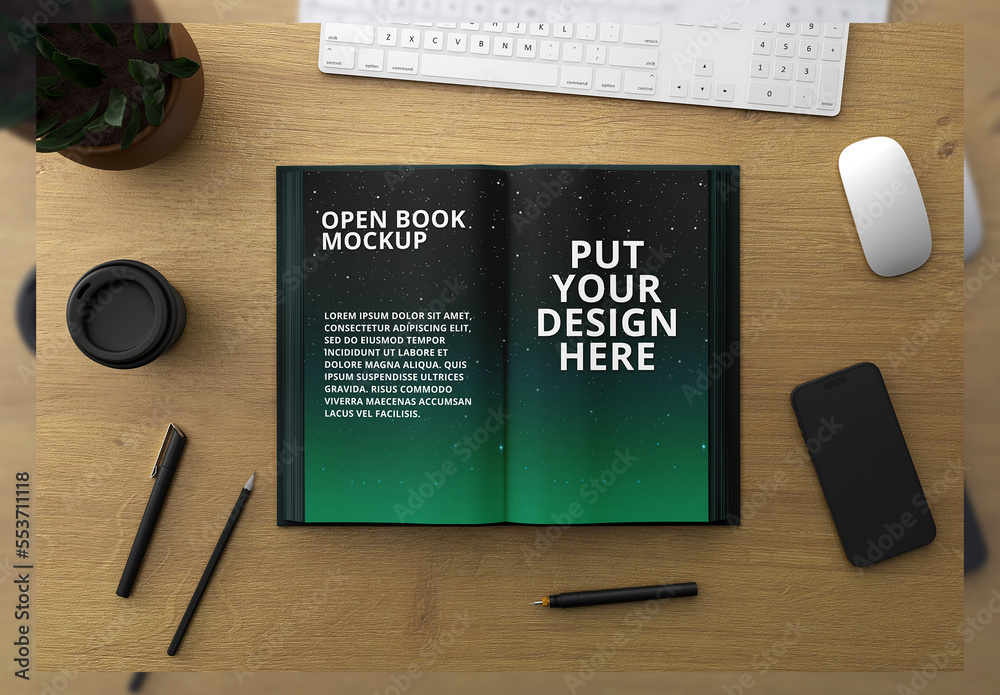 Book on Table Mockup Stock Template | Adobe Stock