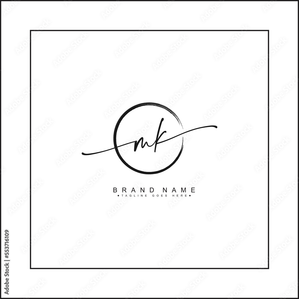 Handwritten Signature logo for Initial Letter MK - Vector Logo Template ...
