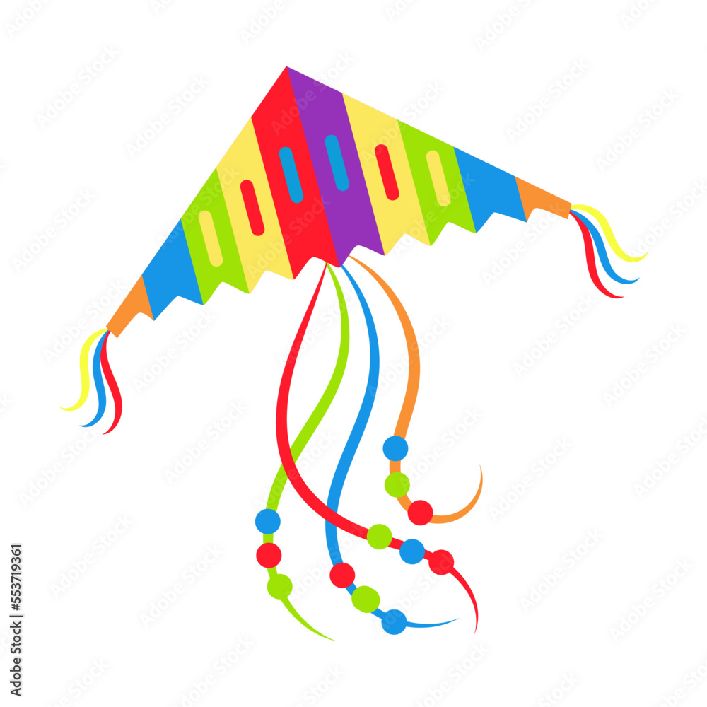 Triangular kite vector illustration. Design of flying wind toy on ...