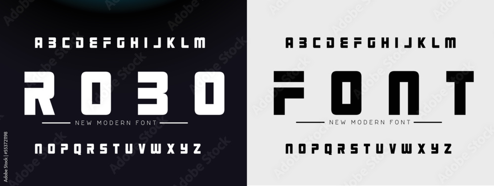 ROBO, Sports minimal tech font letter set. Luxury vector typeface for ...