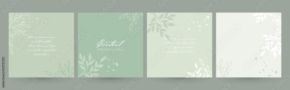 Pastel green backgrounds with leafy branches for social media posts ...