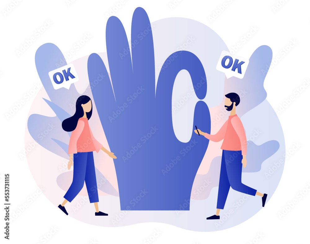 OK sign. Hand gesture Okay. Communication gestures concept. Modern flat ...