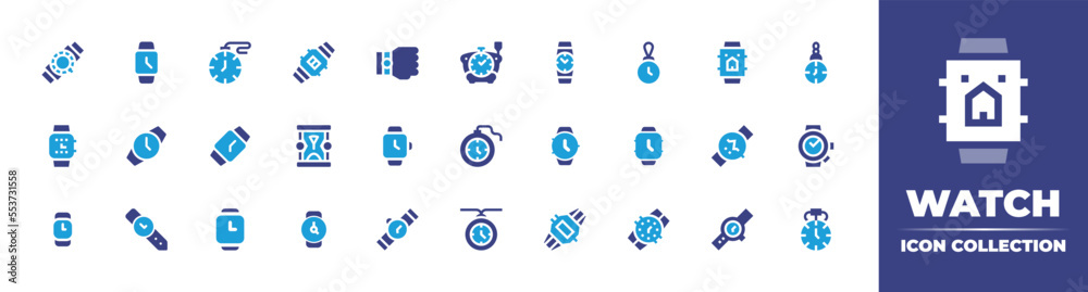 Watch icon collection. Vector illustration. Containing watch, pocket ...
